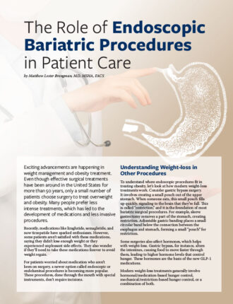 The Role of Endoscopic Bariatric Procedures in Patient Care - Obesity ...
