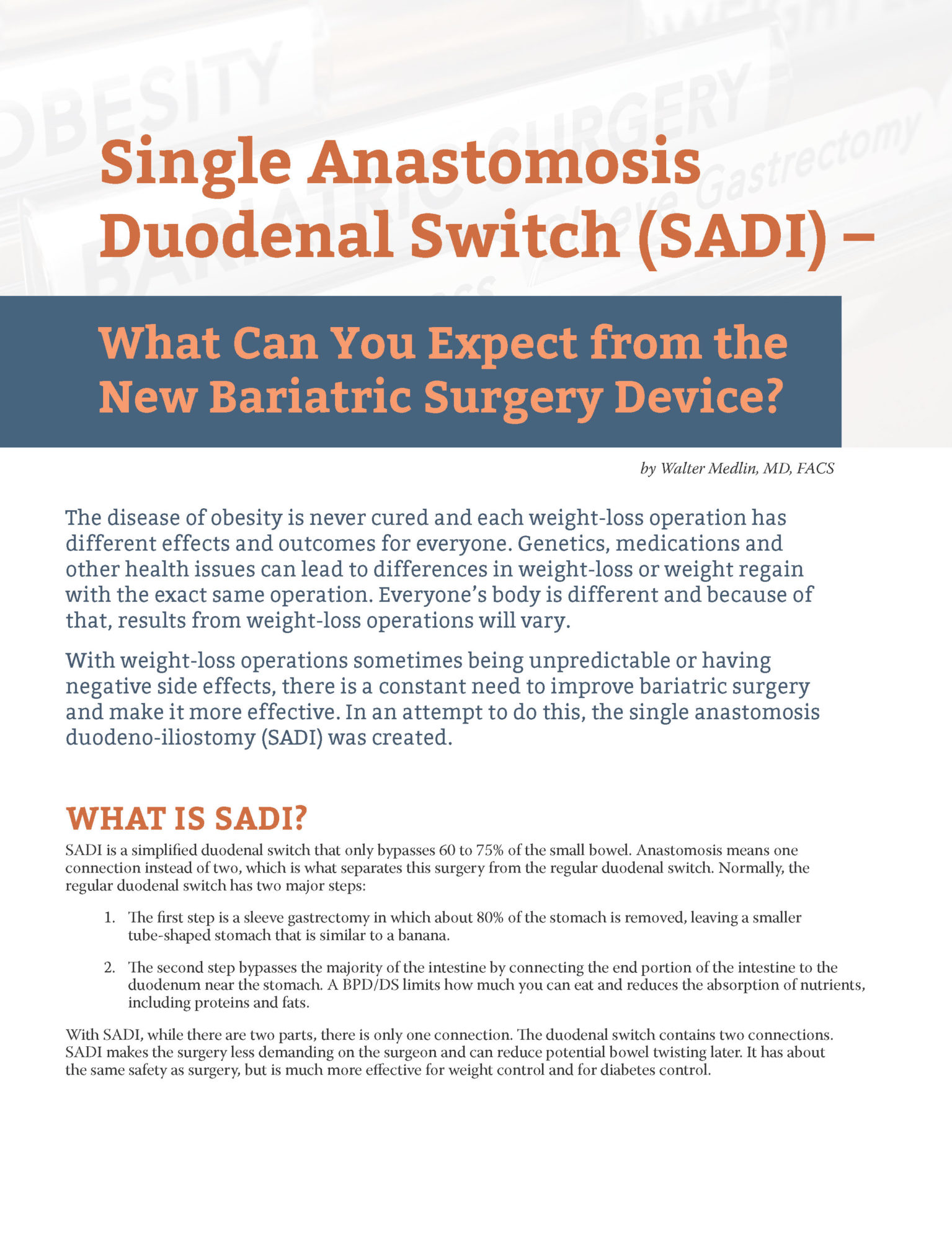 Single Anastomosis Duodenal Switch (SADI) – What Can You Expect from ...