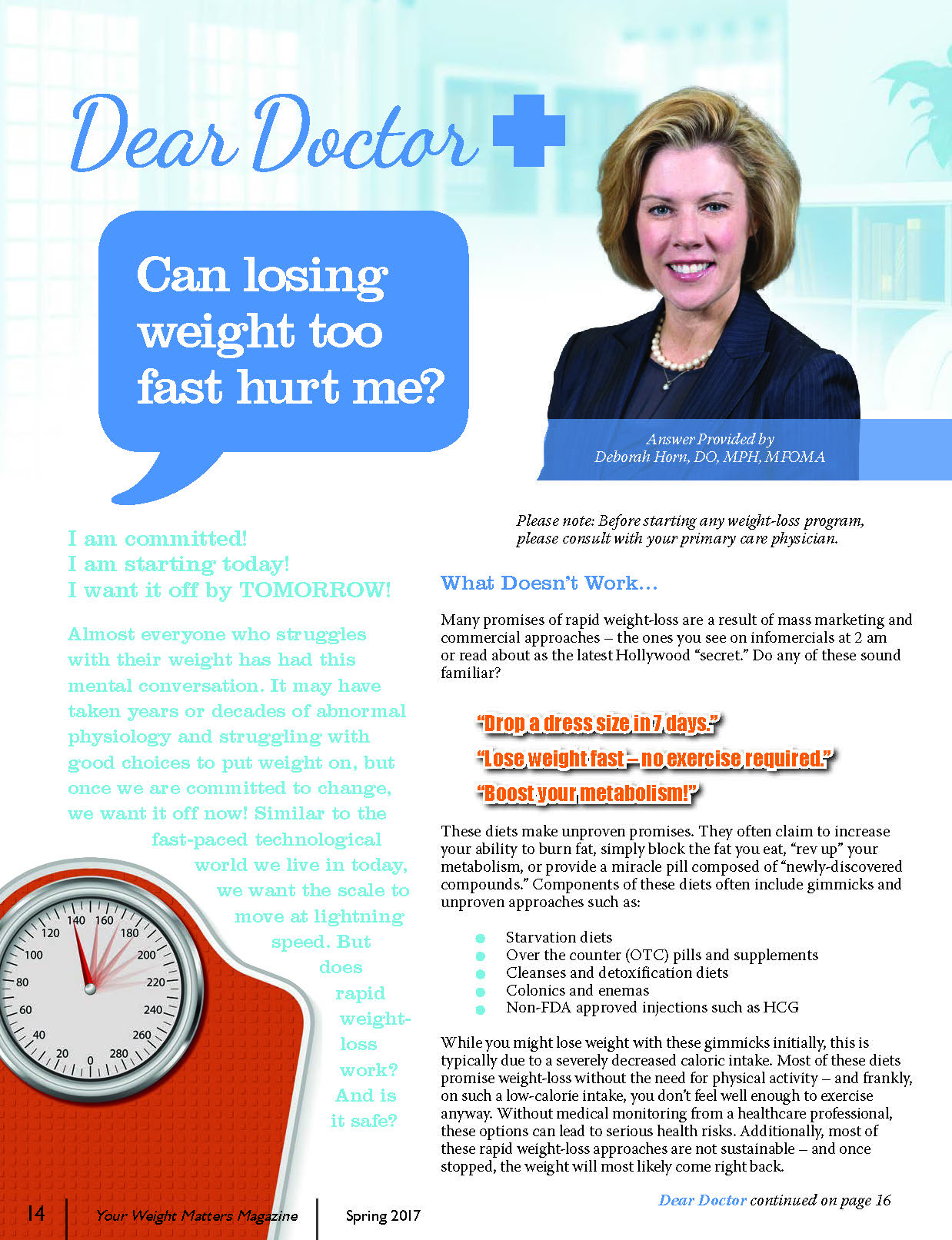 Dear Doctor: Can losing weight too fast hurt me? - Obesity Action Coalition
