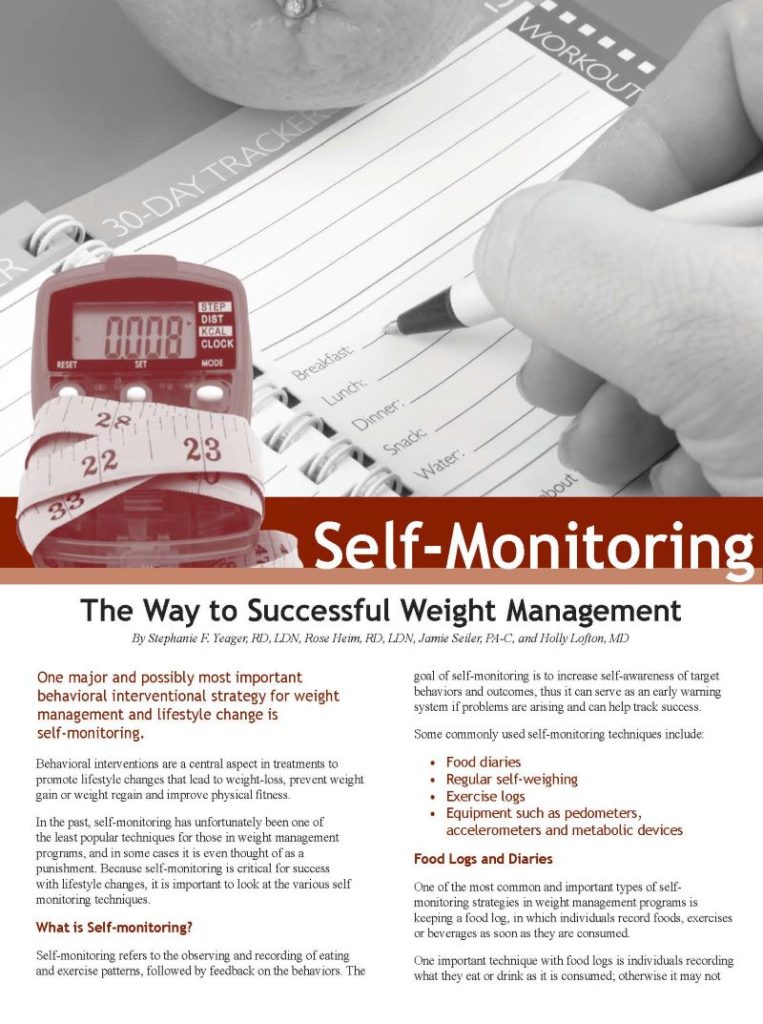 Self-Monitoring - The Way to Successful Weight Management - Obesity ...
