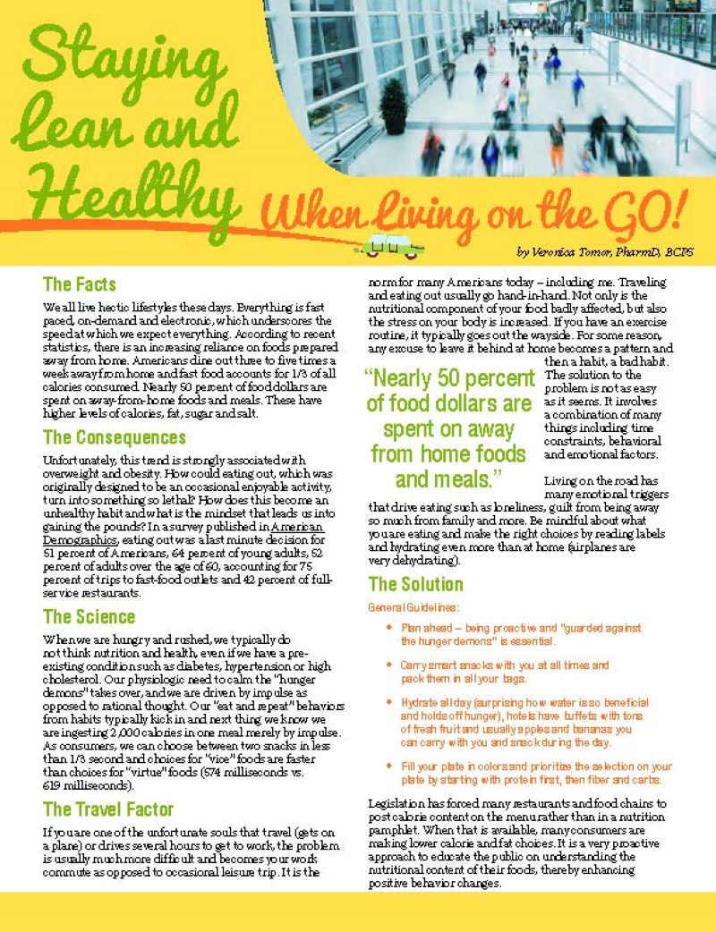 Staying Lean and Healthy When Living on the GO! - Obesity Action Coalition