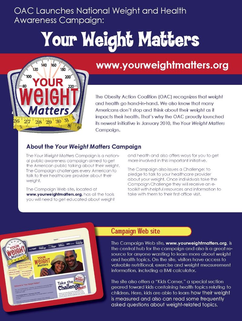 OAC Launches National Weight and Health Awareness Campaign: Your Weight ...