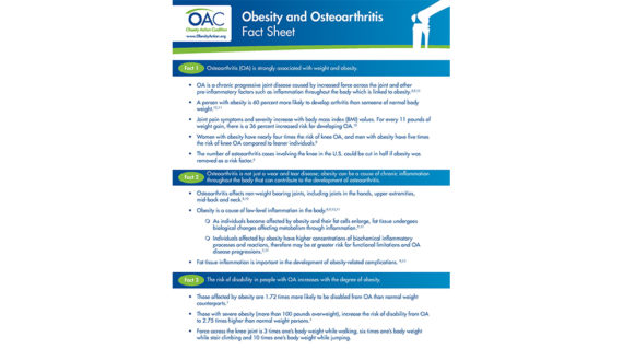 Obesity and Osteoarthritis Fact Sheet - Obesity Action Coalition